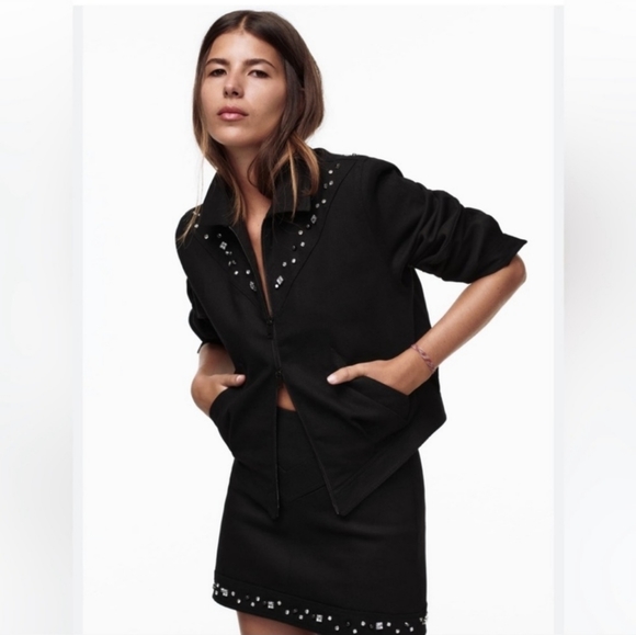 Zara | Jackets & Coats | Zara Into The Night Collection Rhinestone ...